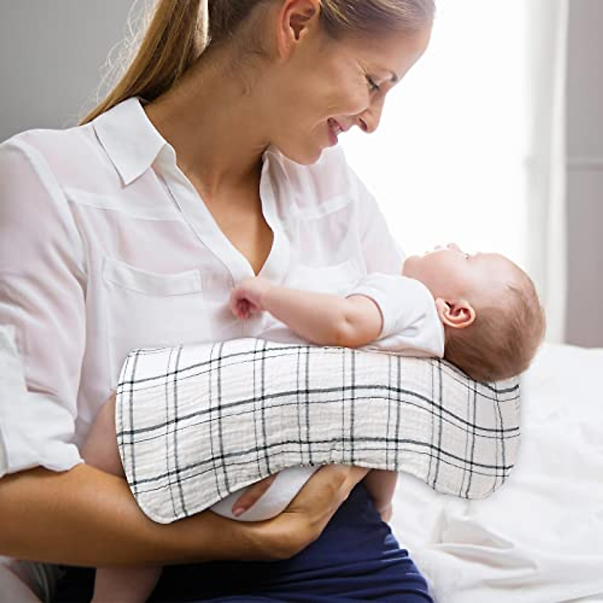 MUKIN Baby Burp Cloths - Neutral 100% Cotton Burping Cloth Set for Babies. Burp Rags, Burp Clothes for Newborn Unisex Baby Boy&Girl. Soft Absorbent Breathable Baby Spit Up Rags