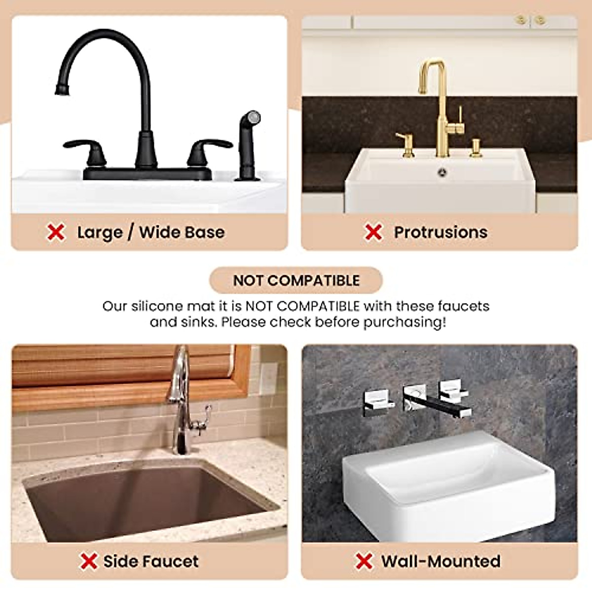 Kitchen Faucet Sink Splash Guard, Silicone Faucet Handle Drip Catcher Tray Mat, Kitchen Accessories Sink Mat Protectors