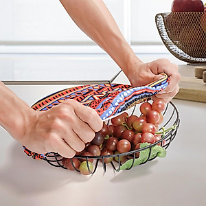 10Pcs Reusable Bowl Covers In 5 Size, Stretch Cloth Fabric Dish Cover Kitchen Storage Containers Lids for Fruits Food Leftover Dough Bread Proofing (Geometry style)