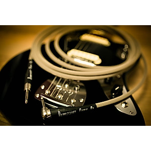 Rattlesnake Cable - 15 Foot Standard Dirty Tweed Guitar Instrument Cable Straight to Right Angle 1/4-Inch plugs