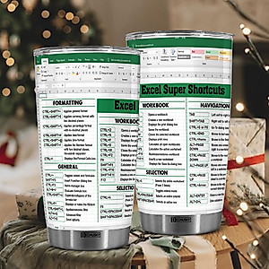 BECHUSKY Excel Tumbler Group Excel Shortcut Tumbler Excel Cheat Sheet Travel Spreadsheet Accounting Student Senior Accountant CPA Gift For Coworker Colleague Friend On Birthday Anniversary Christmas
