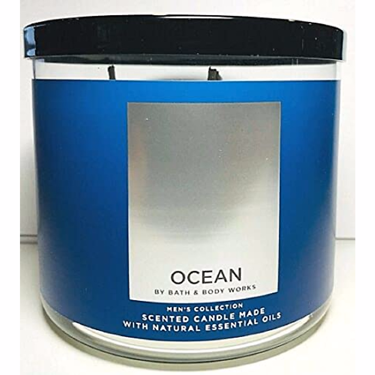 Bath and Body Works Ocean 3 Wick Candle 14.5 Ounce White Label Blue Packaging from 2021