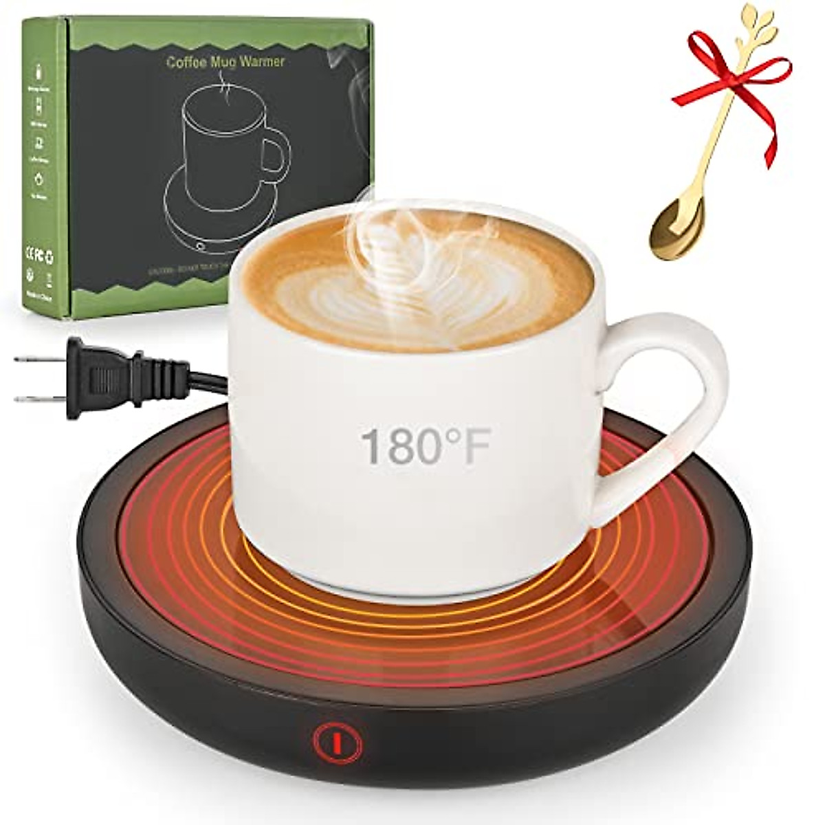 Coffee Mug Warmer, 50 W Coffee Warmer with 3-Temperature Settings(180°F ~ 105°F), 4H Auto Shut Off, Waterproof, Electric Cup Warmer for Desk,Beverage Warmer for Coffee Tea Espresso Milk