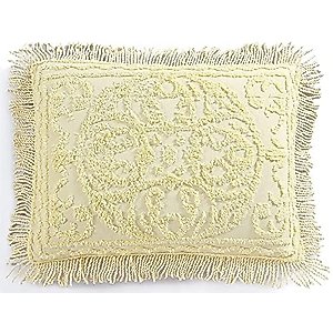 Beatrice Home Fashions Medallion Chenille, Standard Sham, Yellow