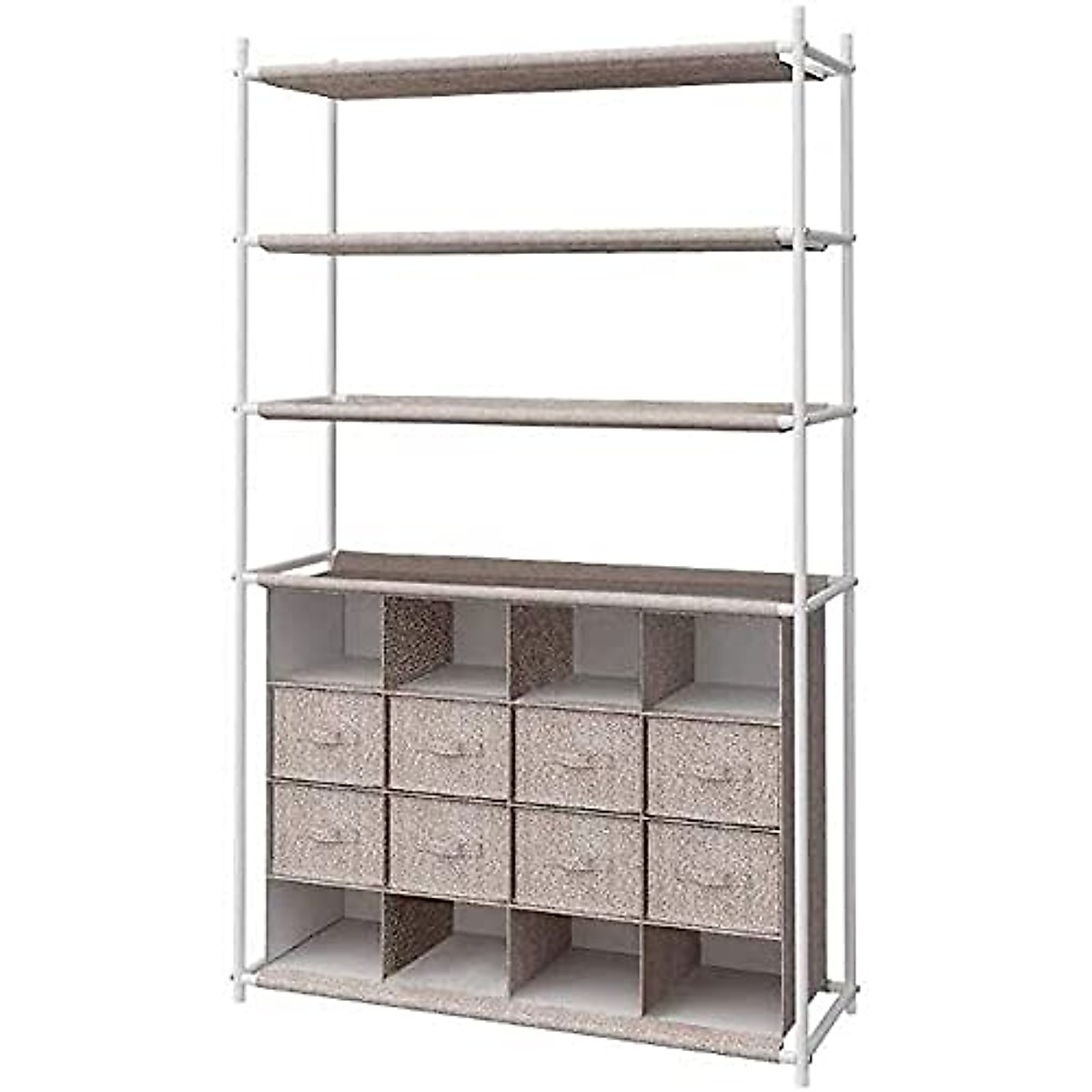 llibnn Shoe Rack,Shoe Storage Organizer,8 Tier Shoe Cabinet with Cloth Drawer Iron Frame Fabric Shoe Shelf for Living Room, Entryway, Hallway and Bedroom,8430132cm
