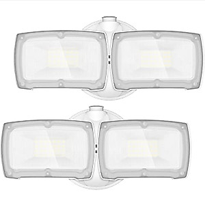 LEPOWER 2 Pack LED Security Light Dusk to Dawn Outdoor Flood Light Fixture with 2 Adjustable Heads, 3000LM/28W, 5500K, IP65 Waterproof Exterior Flood Lights for Garage, Backyard (White)
