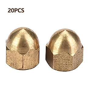 Brass Acorn Nut Kit Dome Brass Acorn Nuts, Silicone Caulking Tool Head Cap Hex Nuts Set Vehicle Fasteners (M4(20PCS))