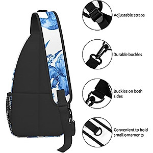 Sling Bag Blue Iris Flower Hummingbird Hiking Daypack Crossbody Shoulder Backpack Travel Chest Pack for Men Women