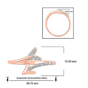 Cali Trove, 1/20cttw Diamond Arrow Ring for Women in 925 Sterling Silver, Women's Split Shank Diamond-Accented Arrow Ring with Round White Diamonds in Yellow Gold-Plated, Rose Gold-Plated or Sterling