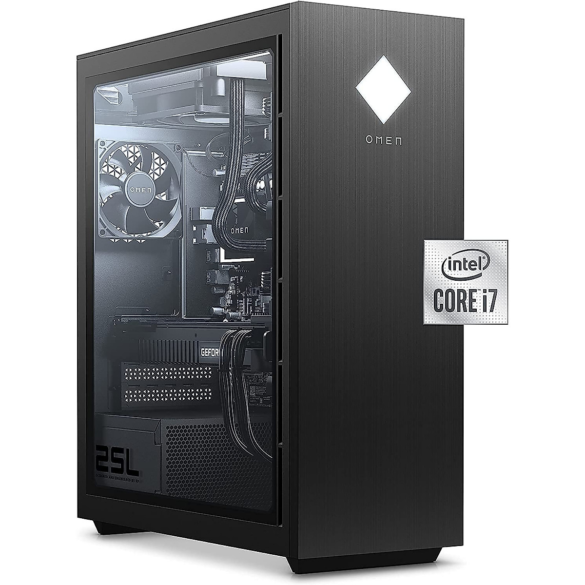 OMEN 25L Gaming Desktop Gamer Tower, GeForce RTX 2060 Graphics, 10th 8-Core i7-10700 up to 4.8 GHz (32GB DDR4 RAM | 1TB PCIe SSD | 1TB HDD) VR Ready RGB Lighting Windows 10 PRO W/JTD Mouse Pad