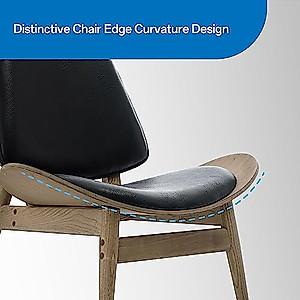 XINNAN Mid Century Modern Shell Lounge Chair, Faux Leather, Scandinavian Furniture Tripod Plywood Classic Design Solid Wood Accent Chairs for Living Room, Reading, Lounge, Office, Salon (Black)