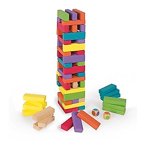 Janod 60 Piece Wooden Equilibloc Color Balancing Game - Ages 3+ - J02012