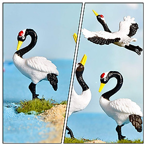 Hemoton 3pcs Miniature Crane Statue Fairy Garden Crane Sculptures Resin Chinese Bird Red Crowned Crane Figurines Ornament for Fish Tank Bonsai Landscape Garden Decoration