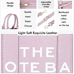 JQAliMOVV The Tote Bags for Women - Large PU Leather Tote Bag Trendy Travel Tote Bag Handbag Top-Handle Shoulder Crossbody Bags (Purple)