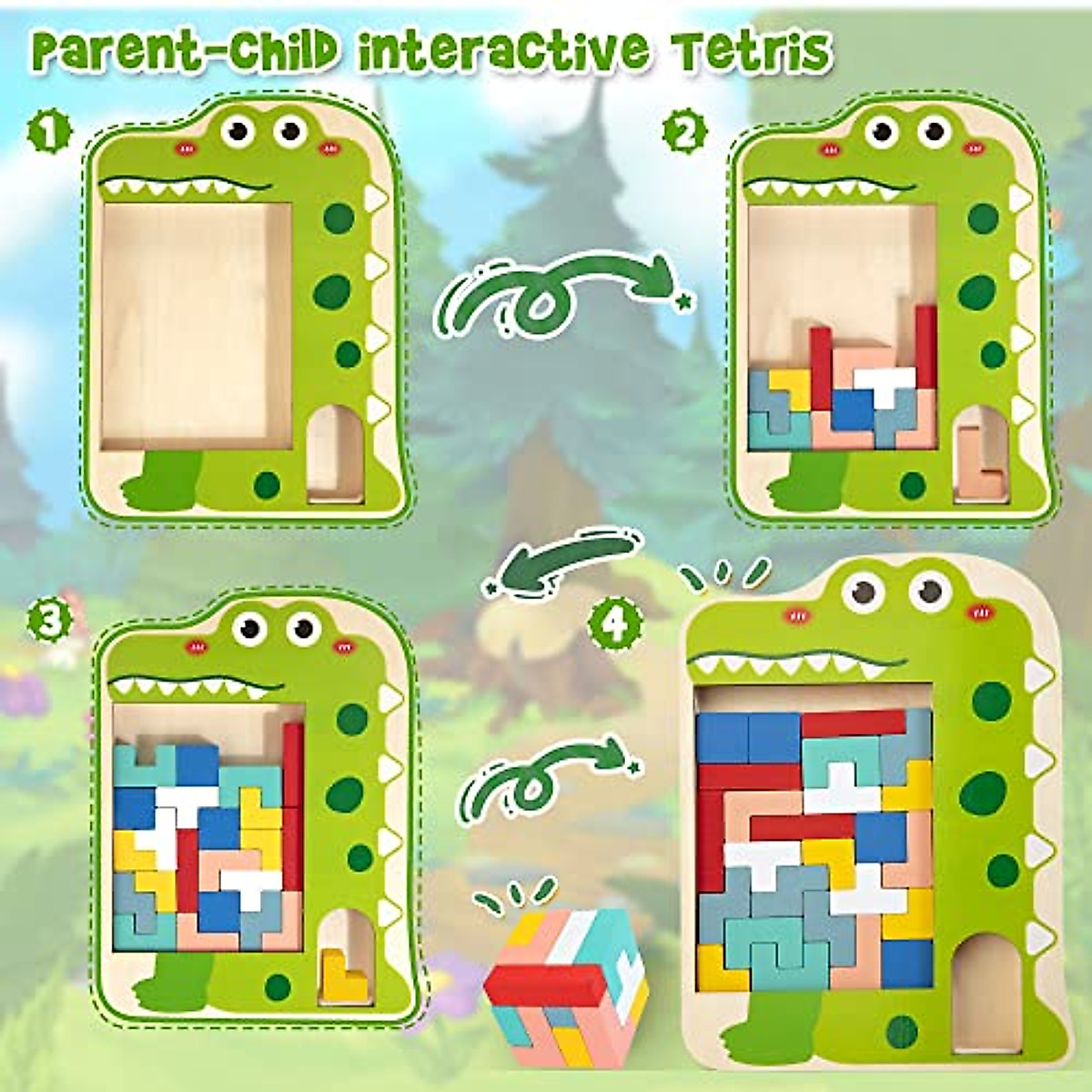 Wooden Blocks Puzzle Brain Teasers Toy Tangram Jigsaw for Kids 3D Russian Blocks Montessori STEM Educational Toy Pattern Blocks Gift for 3 4 5 6 7 Year Old Boys Girls