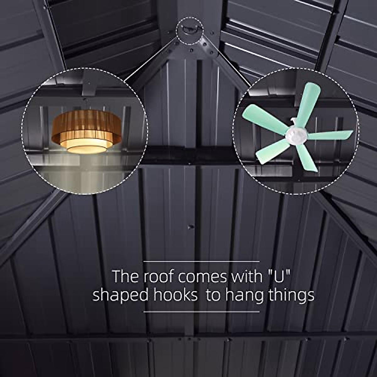 PURPLE LEAF 10' X 12' Permanent Hardtop Gazebo Aluminum Gazebo with Galvanized Steel Double Roof for Patio Lawn and Garden, Curtains and Netting Included, Grey