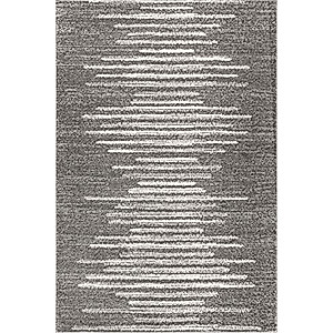 JONATHAN Y MOH205B-4 Aya Berber Stripe Geometric Indoor Farmhouse Area-Rug Bohemian Minimalistic Striped Easy-Cleaning Bedroom Kitchen Living Room Non Shedding, 4 X 6, Gray,Cream