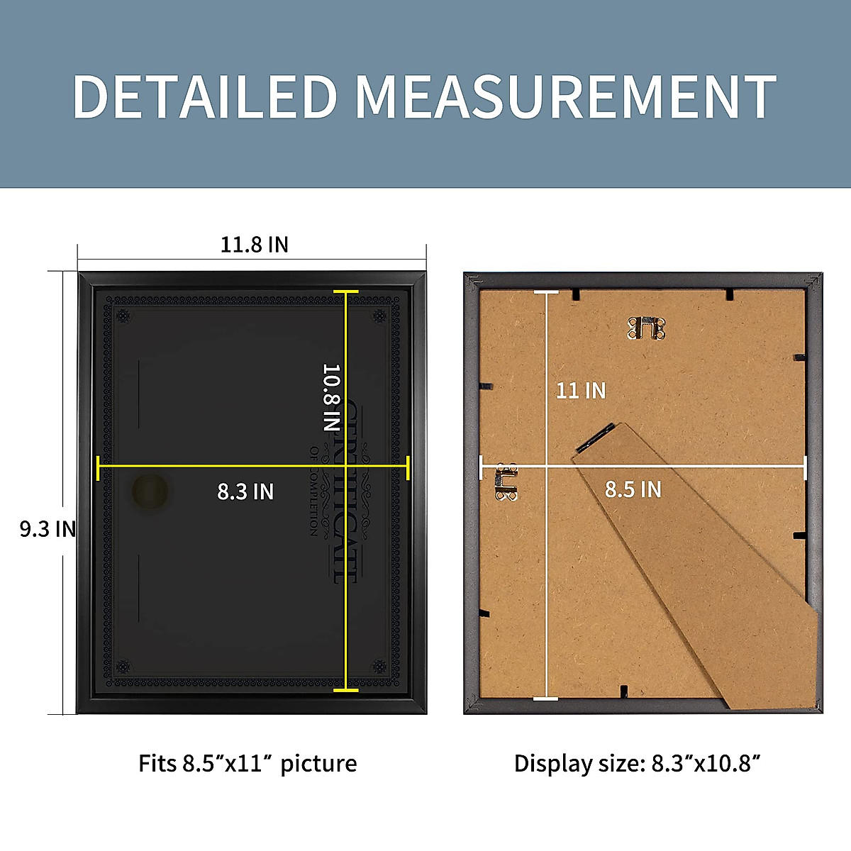 Giverny 8.5x11 Picture Frames, Black Photo Frames for Wall or Tabletop Display, Simple Design Glossy Finish Frame Perfect for Home Decoration, Office, Certificate Frame, Degree Frame