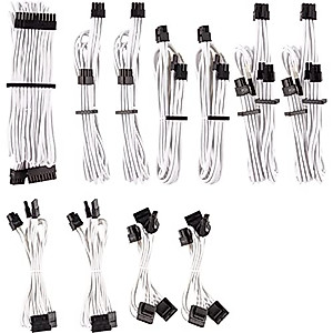CORSAIR Premium Individually Sleeved PSU Cables Pro Kit for Corsair PSUs – White, 2 Year Warranty