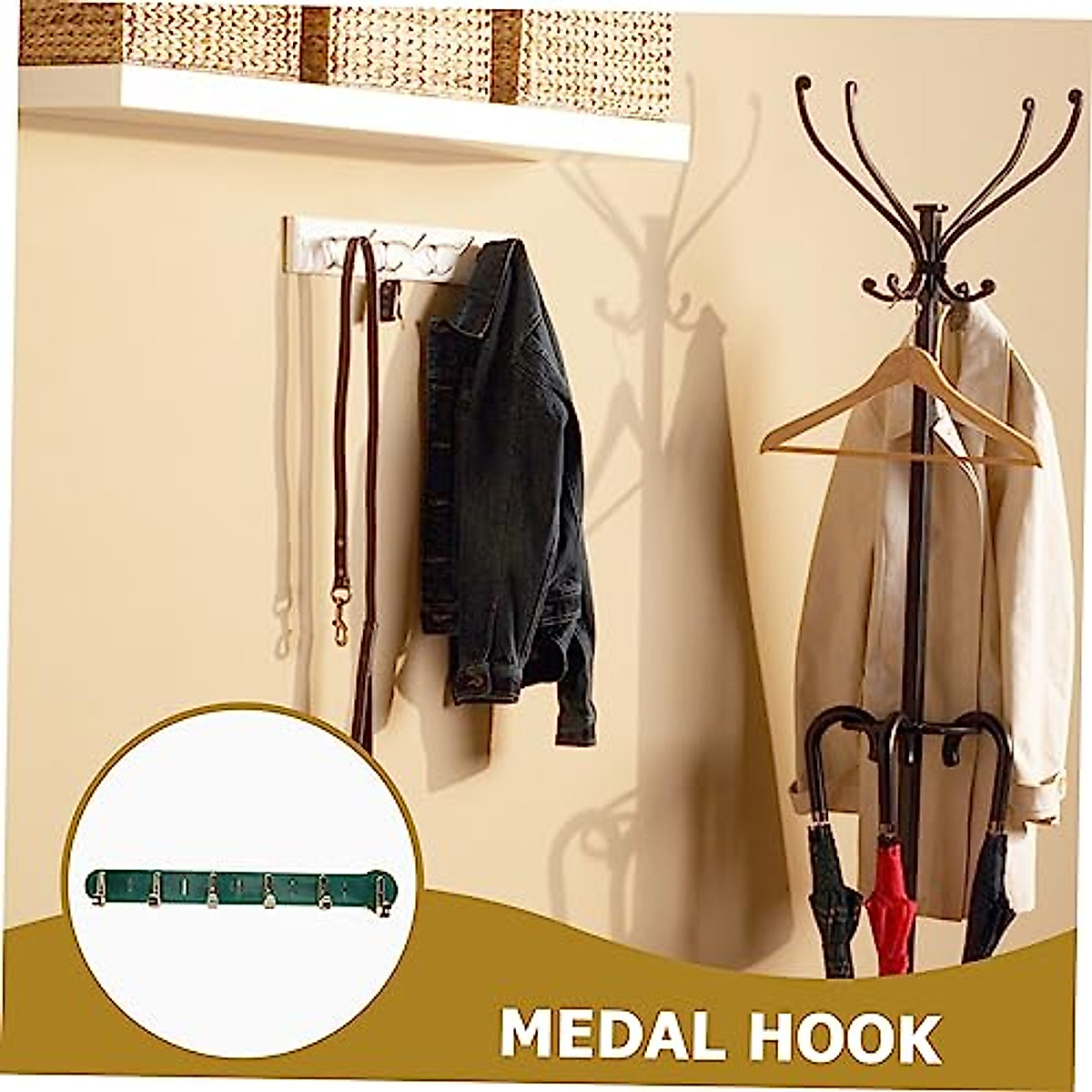 Toddmomy Medal Hanger Display with Hooks Plastic Display Stands Clothes Rack with Shelf Hanging Racks for Clothes Medal Shelf Medal Holder Displaying Stand Light Luxury Hook up Storage Rack