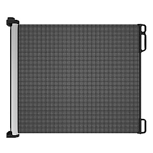 Perma Child Safety Indoor/Outdoor Deluxe Aluminum Retractable Baby Gate 39" Tall Extends to 71" Wide, Black w/Aluminum Casing