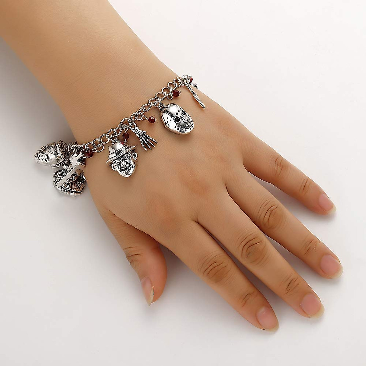 HANRESHE Bracelets Horror Movie Ghost Baby Jason Scary Theme Bracelet Cosplay Jewelry Women Horror Charm Bracelet