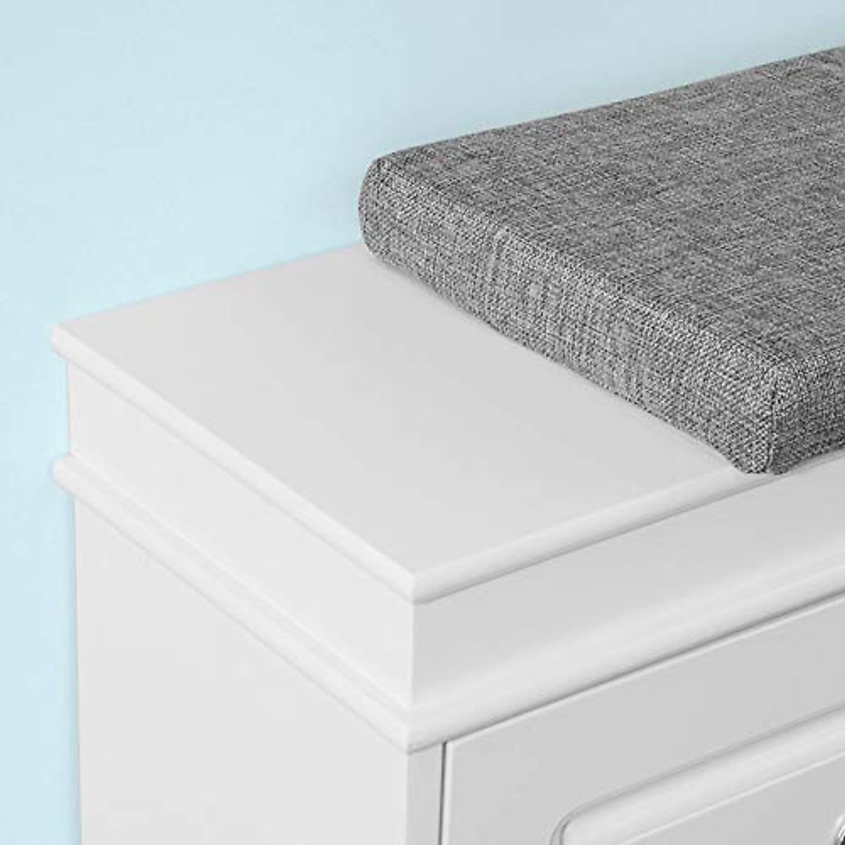 Haotian FSR64-W, White Storage Bench with Drawers & Padded Seat Cushion, Hallway Bench Shoe Cabinet Shoe Bench