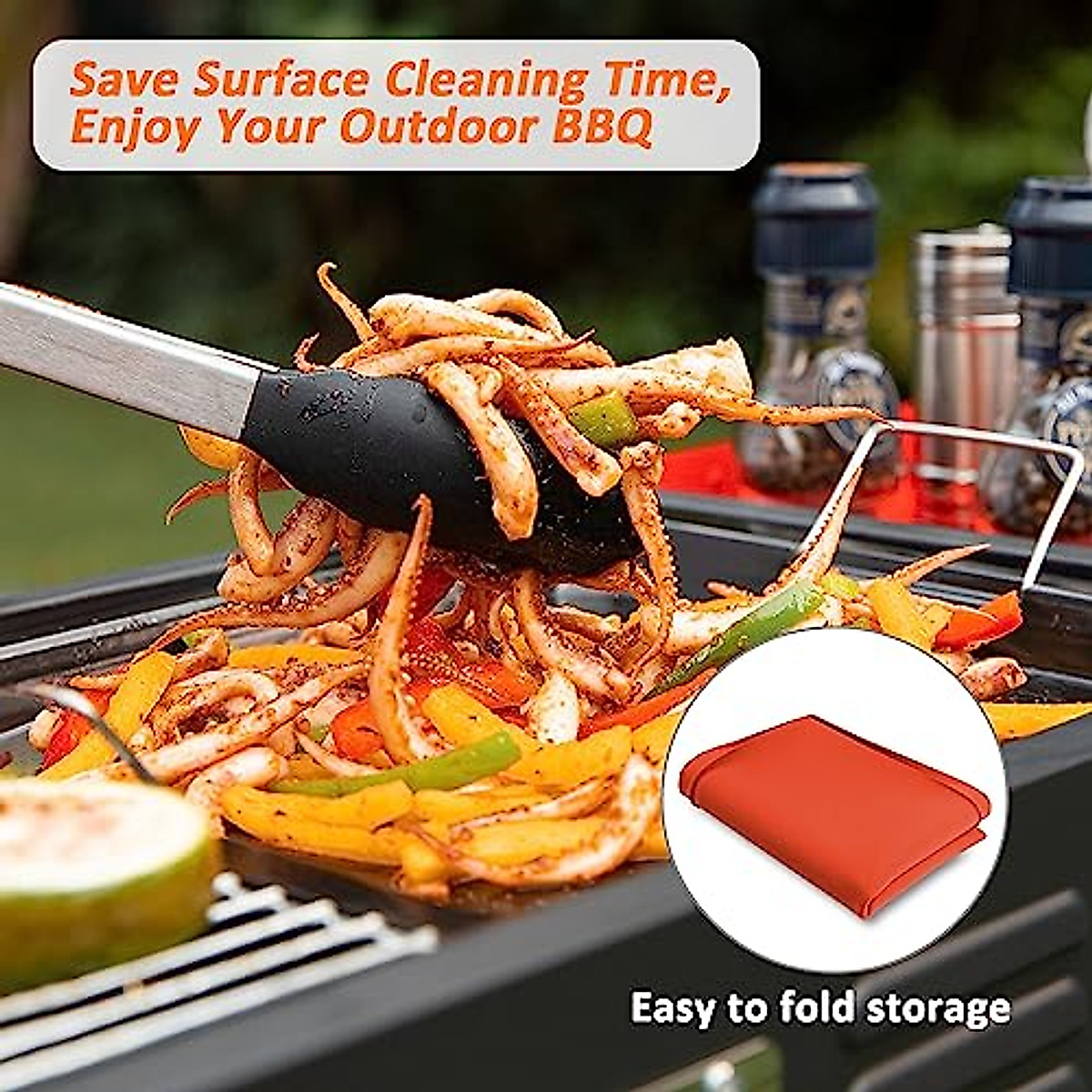 Grill Cover for Outdoor Grill Mat Silicone 28 inch for Blackstone Griddle Cover, BBQ Griddle Cover for Weber Grill Mat, Protect Griddle from Rodents, Insects, Debris and Rust (Orange)