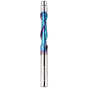 Upcut Spiral Flush Trim Router Bit, 1/4 Inch Shank Solid Carbide Flush Trim Router Bits Spiral with Nano Coated by EANOSIC (1/4" Shank Up-Cut)