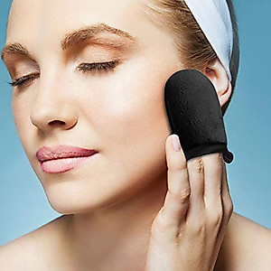 Self Tanning Mitt Tan Mitt Tanning Mitt Applicator with Thumb and Face Applicator Mitt Washable Reusable Sunless Tanner Mitt Tools Set for Mousse, Lotion, Spray and Oil（Black）