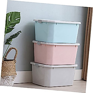 STOBAZA 2pcs box Clothes Baskets Latching Hinged For Laundry Office Stackable File Multi- Multifunctional Blue Storage Case Lid Organizing Size Bedding Pull Holder Container L Tote