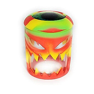 Singlenett Silicone Halloween Eye Glass Herb Jar (80ml) Leaf Stash Container with Air Tight and Smell Proof Seal (Red, Green, Yellow)