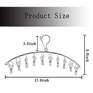 Laundry Drying Rack Clothes Hanger with 10 Clips, Stainless Steel Sock Drying Rack, Sock Hangers Clip and Drip Hanger for Drying Socks, Bras, Gloves, Towels, Baby Clothes, 3Pcs