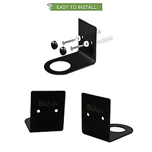 BiJun Soap Bottle Dispenser Holder Wall Mounted, Hand Pump Bottles Dispenser Stand Hanging Rack Shampoo Standing Shelf Storage Holder Bracket for Bathroom Kitchen (Black 2 Pack)