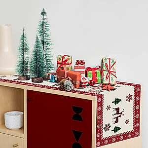 Nialnant Christmas Decorations Indoor,Elk Table Runner for Christmas,Farmhouse Table Runners for Party Home Decor Living Room Dining Table Coffee Table -13 x 72 Inch