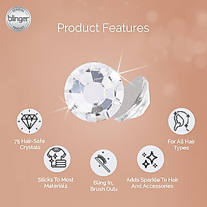 blinger Starter Kit | Women's Hair Styling Tool + 75 Precision-Cut Glass Crystals | Bling Hair in Seconds! Bedazzling Multi-Faceted Gems | Hair-Safe – Bling In Brush Out