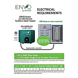 ANZZI Envo Anzzi Electric Tankless Water Heater 3.5 KW at 120 Volts Instant Hot Water Small Enough to Install Anywhere - For for any bathroom sink or kitchen sink | WH-AZ035-M1