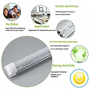 Led Cooler Light 6ft,V Shape Integrated LED Fixtures 56W,5600LM, AC85-277V, SMD2835 Clear Cover, Cool White 6000K. led Shop Light 25 Pack
