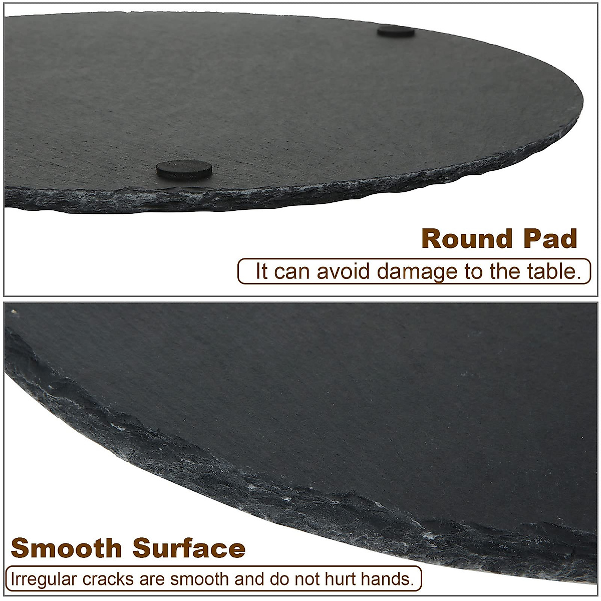 LANIAKEA 3PCS Slate Cheese Board 12 Inch Round Slate Board with Chalk, Slate Charcuterie Boards for Serving Cheese, Sushi, Appetizers, and More (Black)