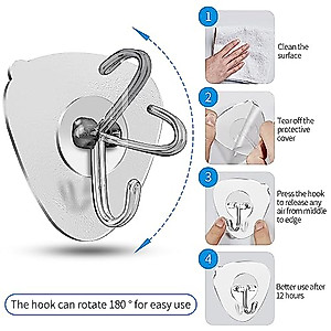 ASOFFI 37 Pack Triangular Self Adhesive Hooks, Waterproof and Oil Proof Seamless Utility Wall Hooks for Home Kitchen Bathroom Chistmas Wreath Light Hanger (37)