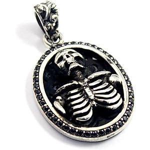 COSUMOSU Skull Skeleton Body 925 sterling silver large Pendant for Necklace