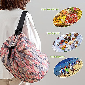 Zagxuade Reusable Grocery Shopping Bags Polyester Material, One-shoulder Portable Shopping Bags, Eco Friendly Foldable ShoppingTote with Zipper （3pcs）