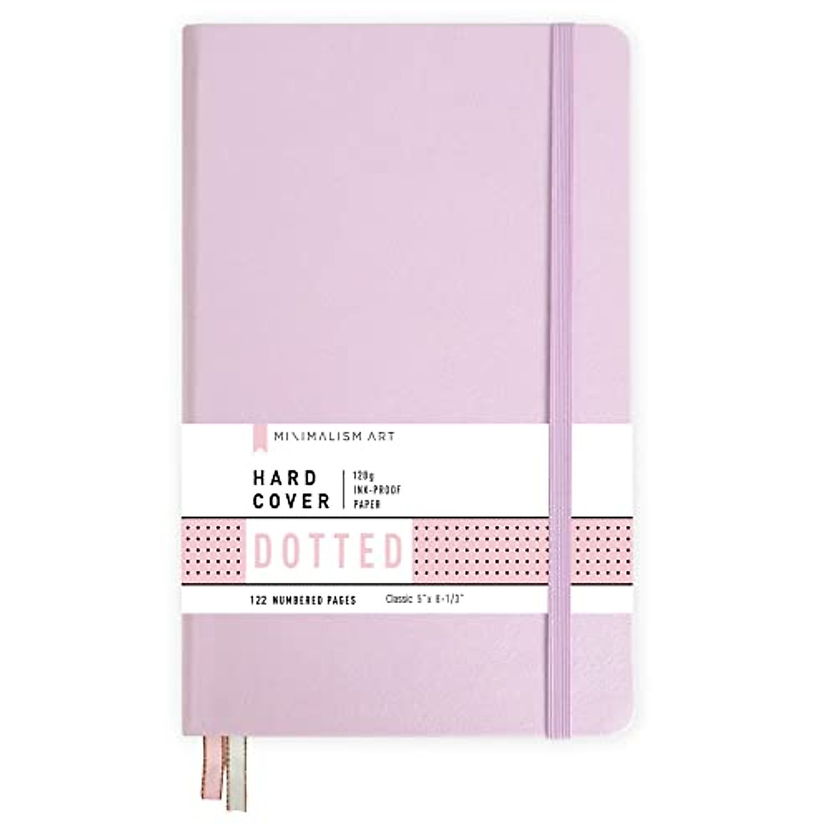 Minimalism Art, Premium Hard Cover Notebook Journal, Classic 5" x 8.3", 122 Numbered Pages, Gusseted Pocket, Ribbon Bookmark, Extra Thick Ink-Proof Paper 120gsm, San Francisco (Dotted, Pink)