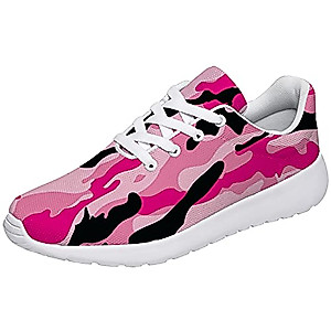vogiant Woman Fashion Sneakers Tennis Shoes Women Lady Black Pink Camouflage Camo Golf Shoes,Birthday Gifts Idea,Size 11.5