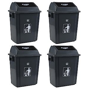 Egarye 5 Gallon Swing-Top Kitchen Trash Can, 4-Pack Plastic Garbage Can with Swing Lid, Gray
