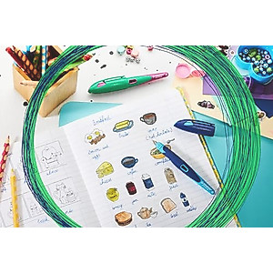 STABILO EASYbirdy Ergonomic School Fountain Pen for Left-Handed People with Beginner Nib A Sky Blue/Grass Green Single Pen with Cartridge