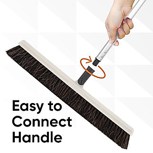 Horse Hair Broom, Broom for Hardwood Floors 18" Horsehair Swivel Kitchen Broom, Soft Bristle Broom with 54" Handle