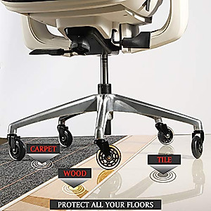 Office Chair Caster Wheels,Set of 5 - Protect Your Floor for Hardwood and Carpet - Quick & Quiet Rolling- Rubber Chair Casters Replacement