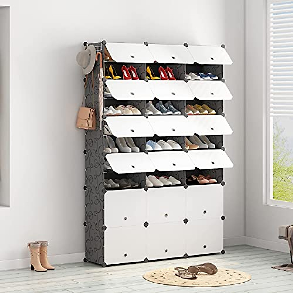 Aeitc 72 Pairs Shoe Rack Organizer Shoe Organizer Expandable Shoe Storage Cabinet Narrow Standing Stackable Space Saver Shoe Rack for Entryway, Hallway and Closet