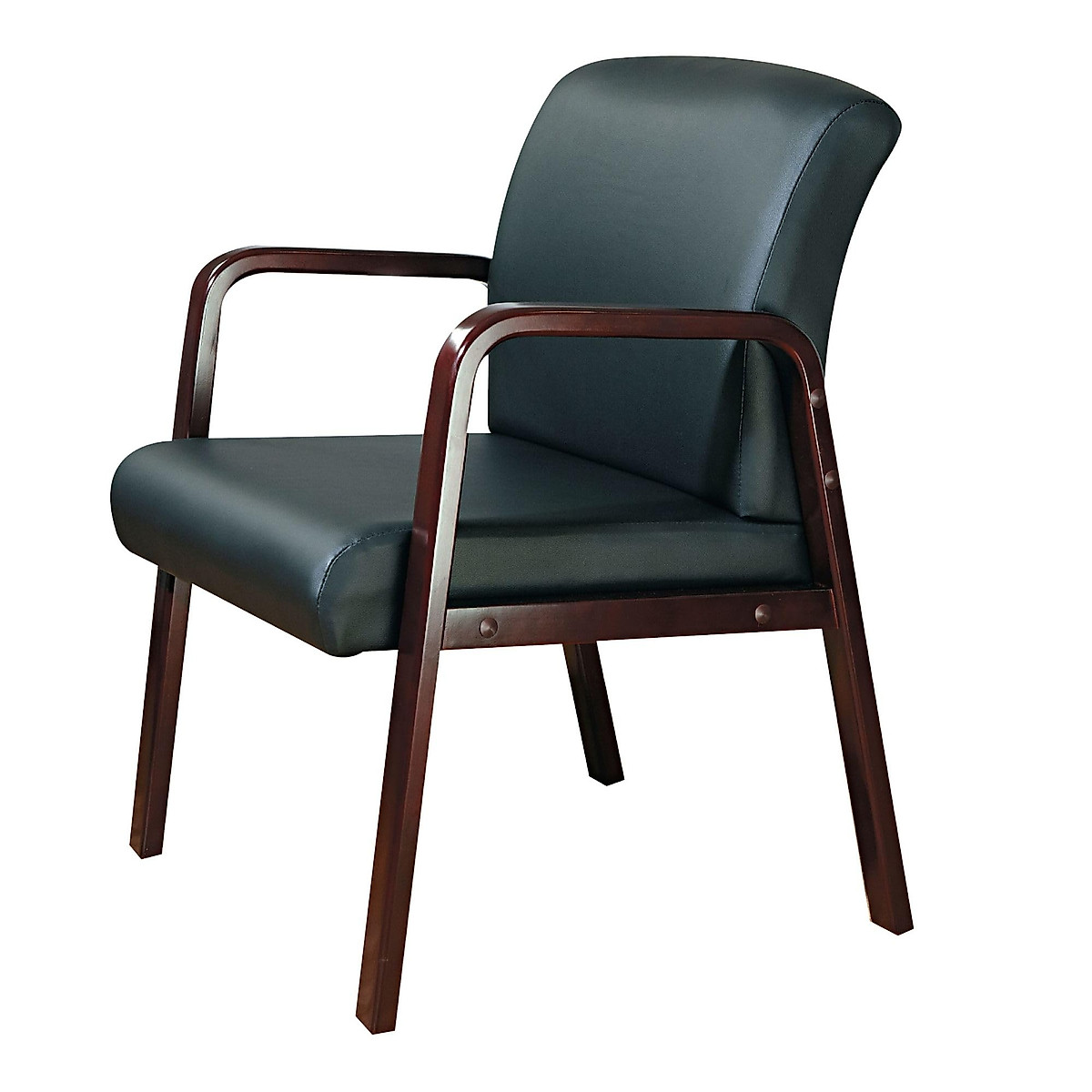 Alera ALERL4319M Alera Reception Lounge Series Guest Chair, Mahogany/black Leather